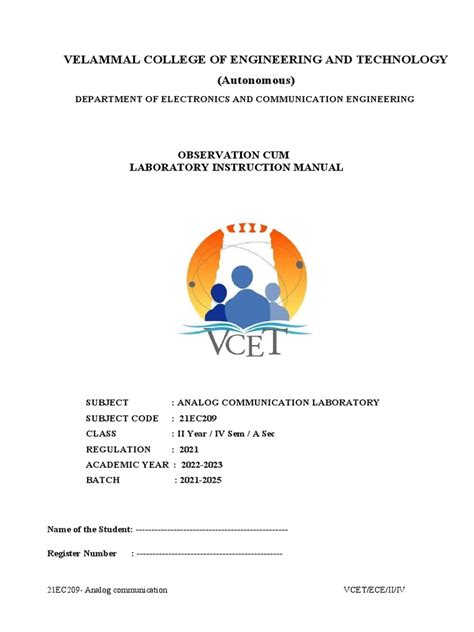 Analog Communication Lab Manual Pdf