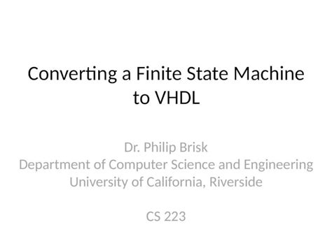 Pptx Converting A Finite State Machine To Vhdl Dokumentips