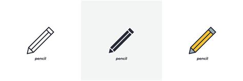 Pencil Icon Line Solid And Filled Outline Colorful Version Outline And Filled Vector Sign