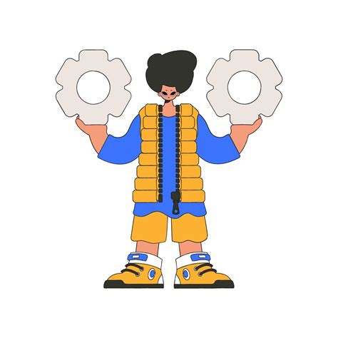 Refined Man Holding Gears Idea Theme 28660869 Vector Art At Vecteezy