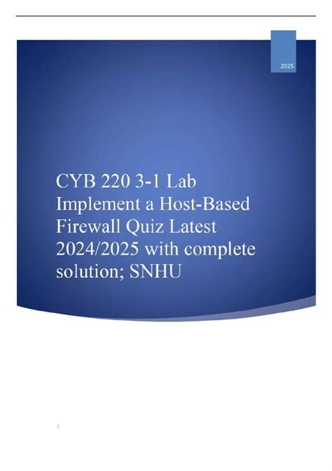 CYB Lab Implement A Host Based Firewall Quiz Latest With Complete Solution