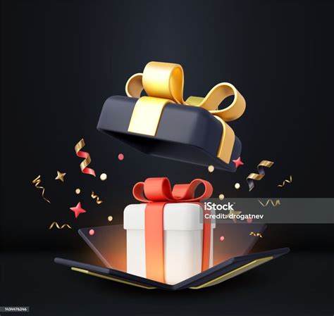떨어지는 색종이를 가진 3d 귀여운 깜짝 선물 상자 3차원 형태에 대한 스톡 벡터 아트 및 기타 이미지 3차원 형태 검은색 공휴일 Istock