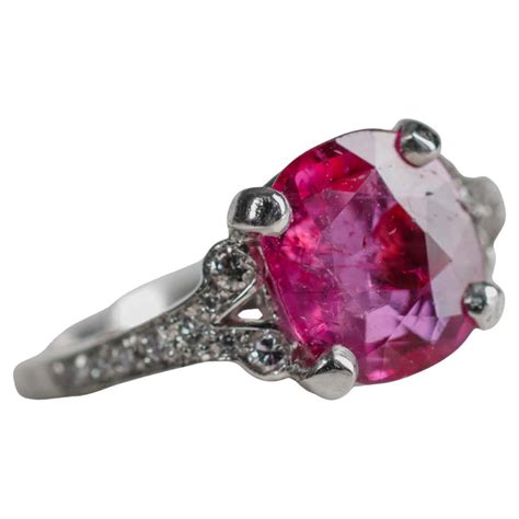 Agl Certified 655 Carat Unheated Burma Ruby And Diamond Ring For Sale