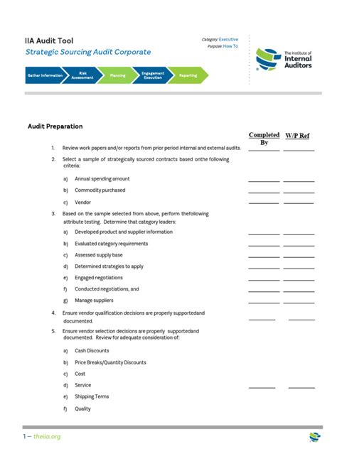 Strategic Sourcing Audit Guide Pdf Audit Internal Audit