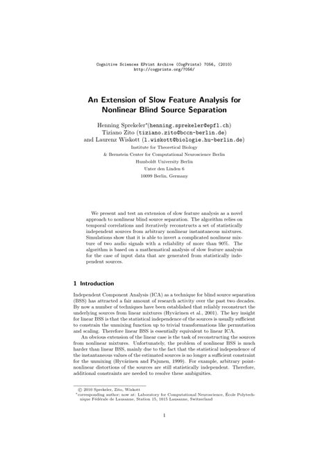 pdf an extension of slow feature analysis for nonlinear blind source separation