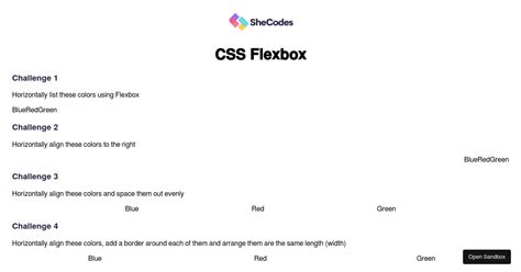 Css Flexbox Challenge Forked Codesandbox