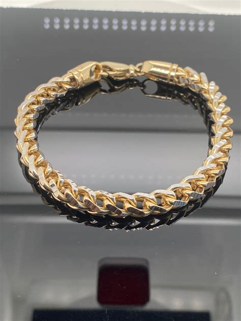 14k Real Yellow Gold Diamond Cut Hand Made Fancy Bracelet Thick Gold