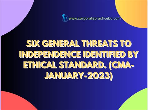 Six General Threats To Independence Identified By Ethical Standard Cma January 2023