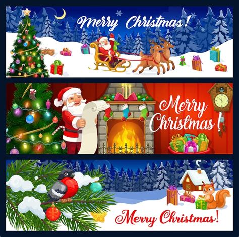 Banners De Saudação De Feliz Natal Vetor Premium
