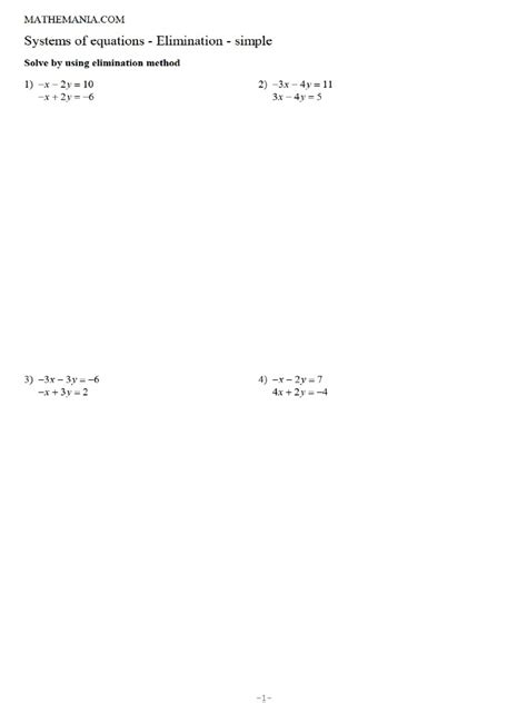 Systems Of Equations Elimination Pdf