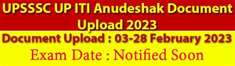 Upsssc Up Iti Anudeshak Document Upload 2023 Exam Result Latest Jobs
