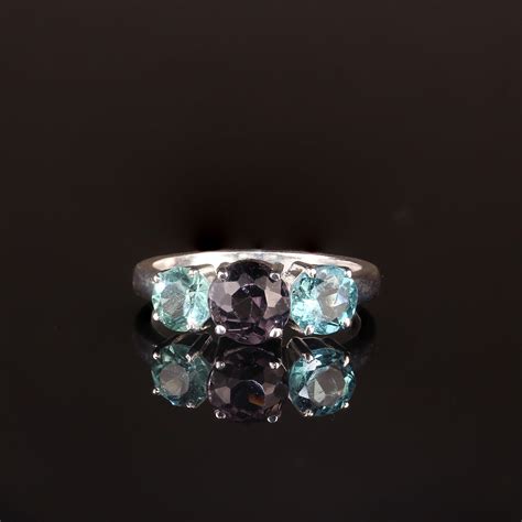 Ajd Classic Three Stone Blue Tourmaline Ring For Sale At 1stdibs