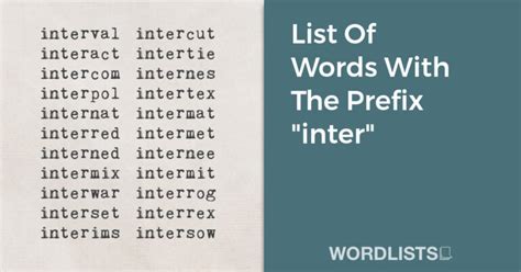 List Of Words With The Prefix Inter