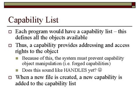 Secure Operating Systems Lesson F Capability Based Systems