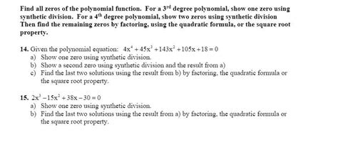 Solved Find All Zeros Of The Polynomial Function For A 3rd Chegg Com