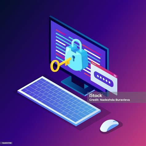 데이터 보호 인터넷 보안 암호로 개인 정보 보호 액세스 키 잠금3d 등대 측정 컴퓨터 Pc 배너용 벡터 디자인 3차원 형태에 대한 스톡 벡터 아트 및 기타 이미지 Istock