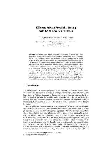 Pdf Efficient Private Proximity Testing With Gsm Location Sketches Dokumen Tips