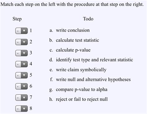 Solved Match Each Step On The Left With The Procedure At
