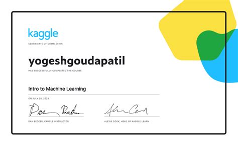 yogeshgoudapatil completed the intro to machine learning course on kaggle