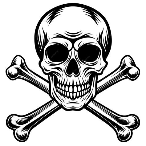 A Black And White Drawing Of A Skull And Crossbones Skull Premium Ai