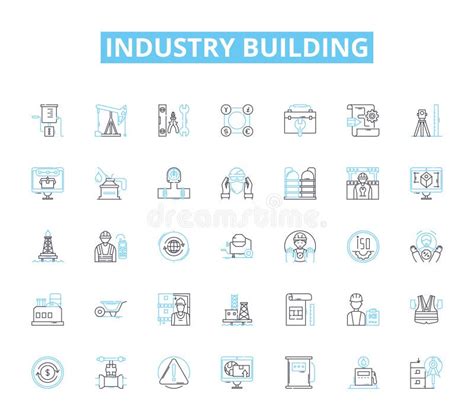 Industry Building Linear Icons Set Construction Architecture Contractor Development