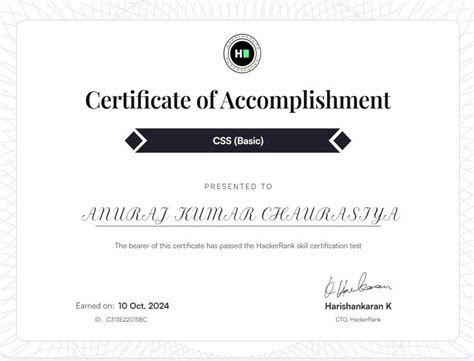 Anuraj Kumar Chaurasiya On Linkedin Css Hackerrank Css Certificate