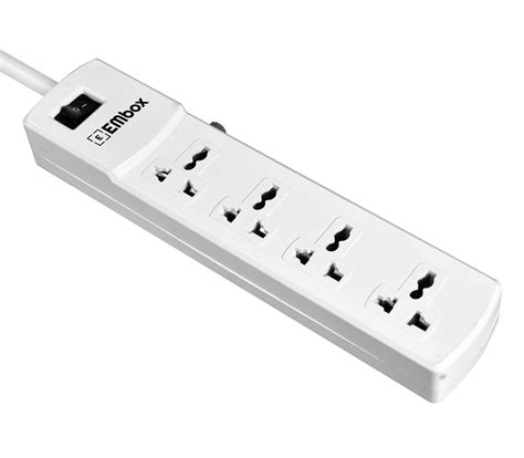 4 Way Power Strip Extension Cord Multi Plug Extension Board White Embox