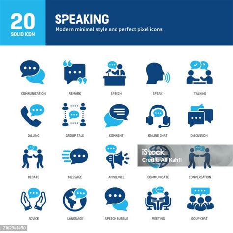 Speaking 글리프 단색 아이콘입니다 커뮤니케이션 토론 채팅 토크 솔리드 아이콘 모음이 포함되어 있습니다 벡터 일러스트 레이 션 웹사이트 디자인 로고 앱 템플릿 Ui 등