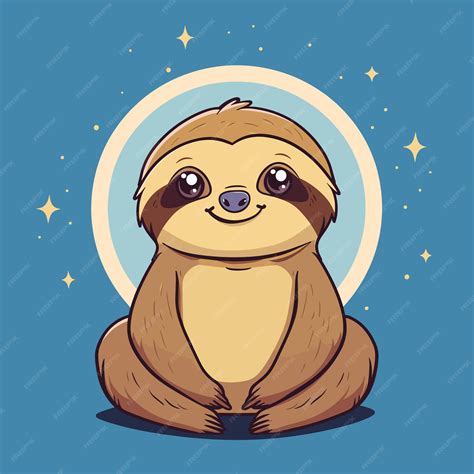 Premium Vector Cute Lazy Sloth Cartoon Character Flat Vector Illustration