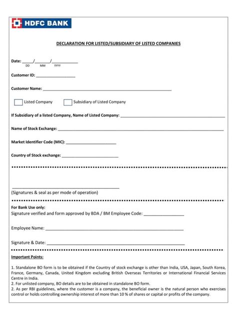 Hdfc Bank Sole Proprietorship Declarations Form In Pdf Download