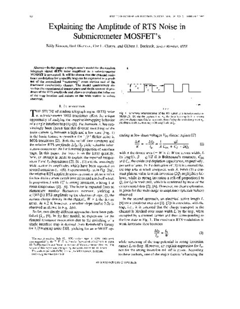 Pdf Explaining The Amplitude Of Rts Noise In Submicrometer Mosfets