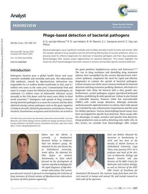 Pdf Phage Based Detection Of Bacterial Pathogens