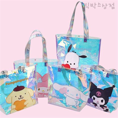 산리오 홀로그램 사각 비치백 버전2 캐릭터 수영가방 어린이 크로스백 패션 시나모롤 마이멜로 홈플러스 택배배송