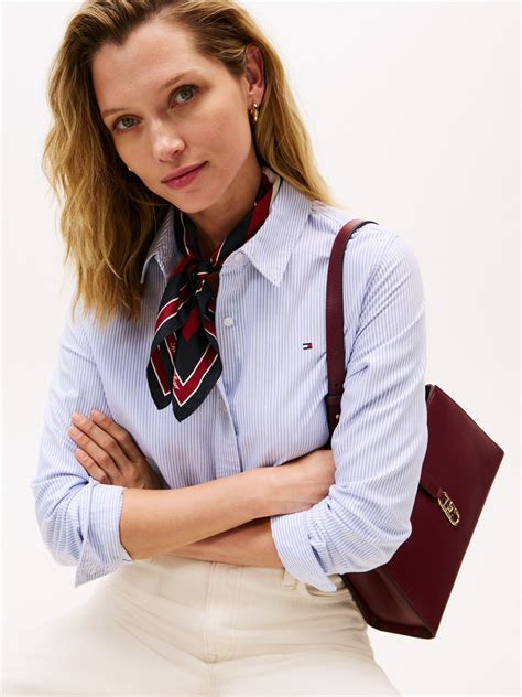 Breezy Heritage Logo Pure Silk Square Scarf Tommy Hilfiger