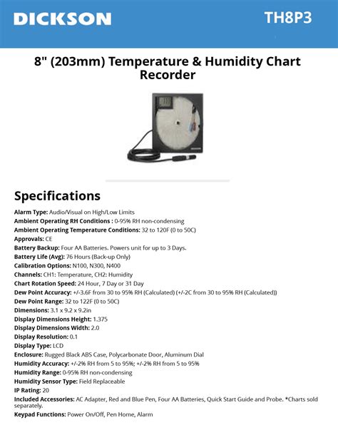 Dickson Temperature And Humidity Chart Recorder Ponasa