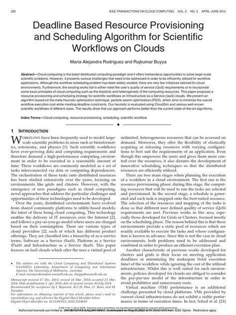Deadline Based Resource Provisioningand Scheduling Algorithm For