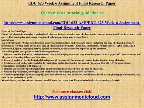 Ppt Edu 623 Week 6 Assignment Final Research Paper Powerpoint