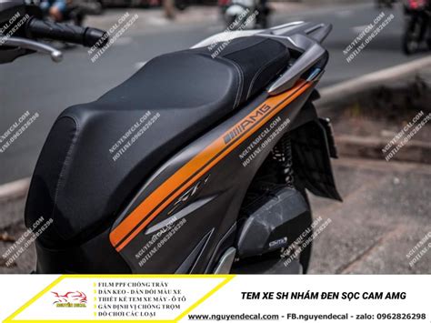 Tem xe Sh nhám đen sọc cam AMG Nguyễn Decal Chuyên Dán Keo Xe Design Tem Xe Decal Tem Xe