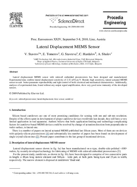 Pdf Lateral Displacement Mems Sensor