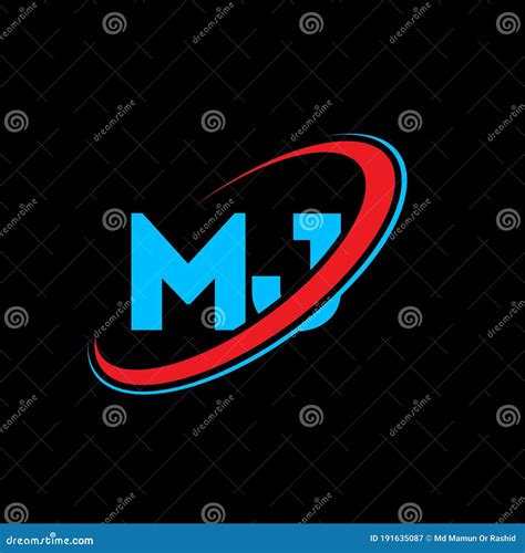 Mj M J Letter Logo Design Initial Letter Mj Linked Circle Uppercase Monogram Logo Red And Blue