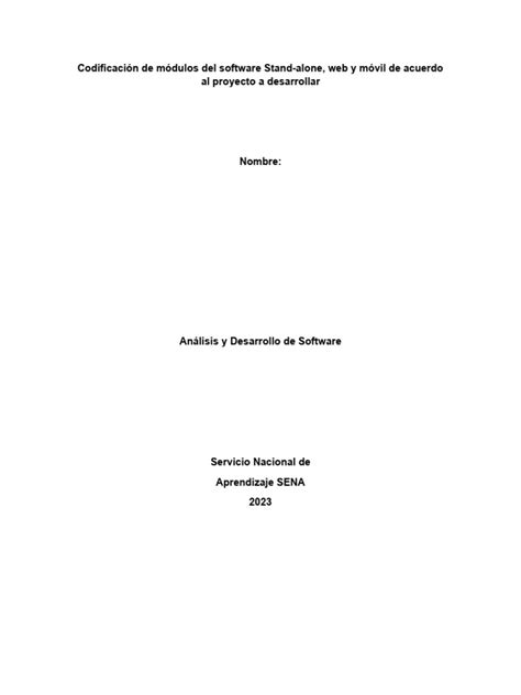 Codificación De Módulos Del Software Stand Alone Web Y Móvil De