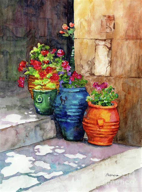 Geranium Pots By Hailey E Herrera