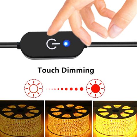 Junsunmay Type C 단색 길이 1m검은색용 Usb Led 터치 인라인 조광기 스위치 컨트롤러