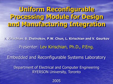 Ppt Uniform Reconfigurable Processing Module For Design And