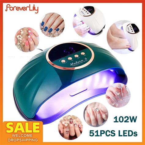 102w Uv 네일 건조기 51 개 Led Uv 매니큐어 램프 가정용 네일 젤 빠른 건조 램프 손톱 건조용 광택 장치