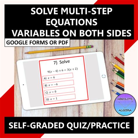 Solving Multi Step Equations Variables Both Sides Google Form Absolute Algebra
