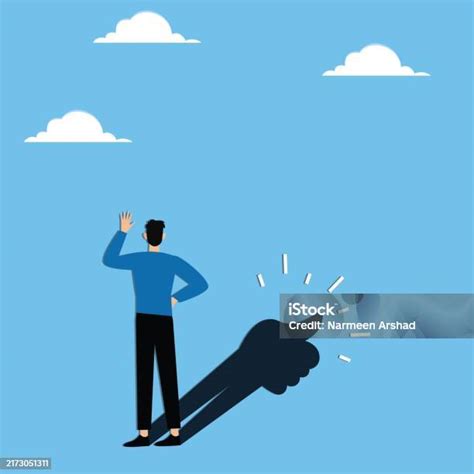 자기 격려 자신의 잠재력에 대한 자신감 자신을 자랑스럽게 생각하는 개념 사업가가 자신의 실루엣을 엄지 손가락으로 보는 표시 감사에 대한 스톡 벡터 아트 및 기타 이미지