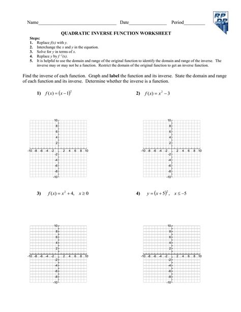 Graphing Inverse Functions Worksheet Educational Worksheet