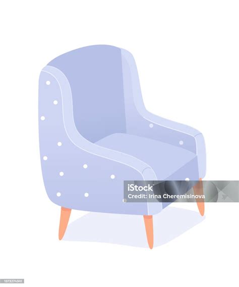 귀여운 부드러운 의자 홈 거실을위한 Hygge 가구 아늑한 3d 파란색 물방울 무늬 안락 의자 0명에 대한 스톡 벡터 아트 및 기타 이미지 Istock