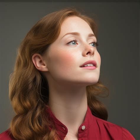 Premium Ai Image A Woman With Long Red Hair And Blue Eyes